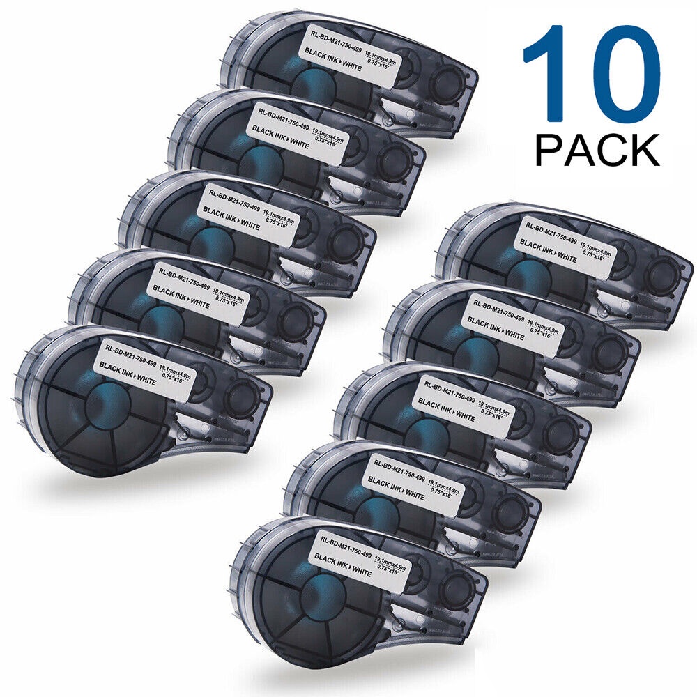 5/10PK Label Cartridge Compatible Brady M21-750-499 19.1mm White Nylon ...