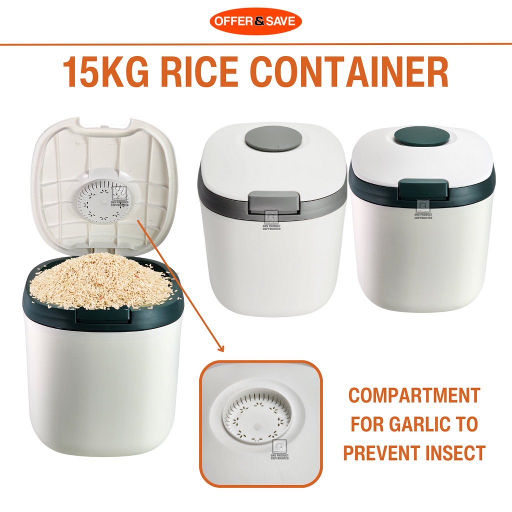 15kg Rice Container Kitchen Rice Bucket Storage Box | Shopee Singapore