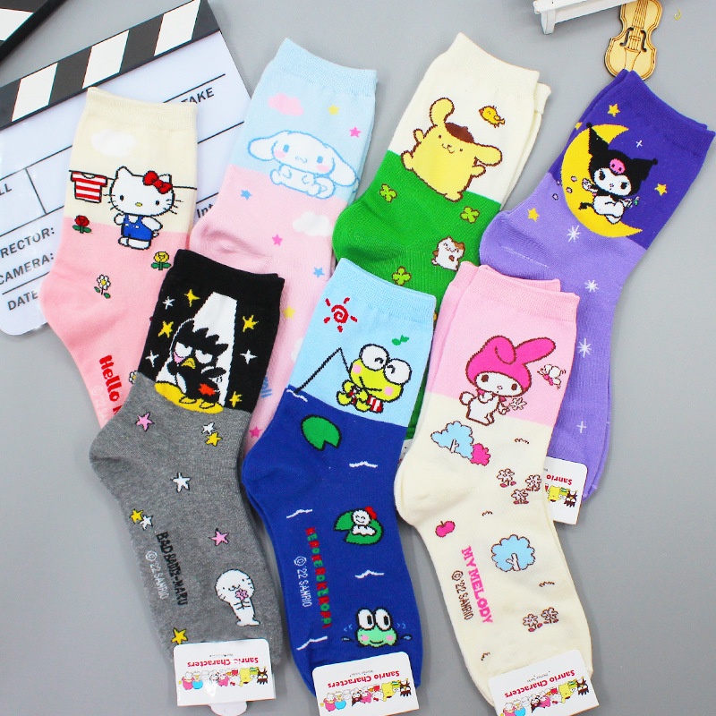 Kawaii Hello Kitty Socks Sanrio Anime Character Cute Cartoon Harajuku ...