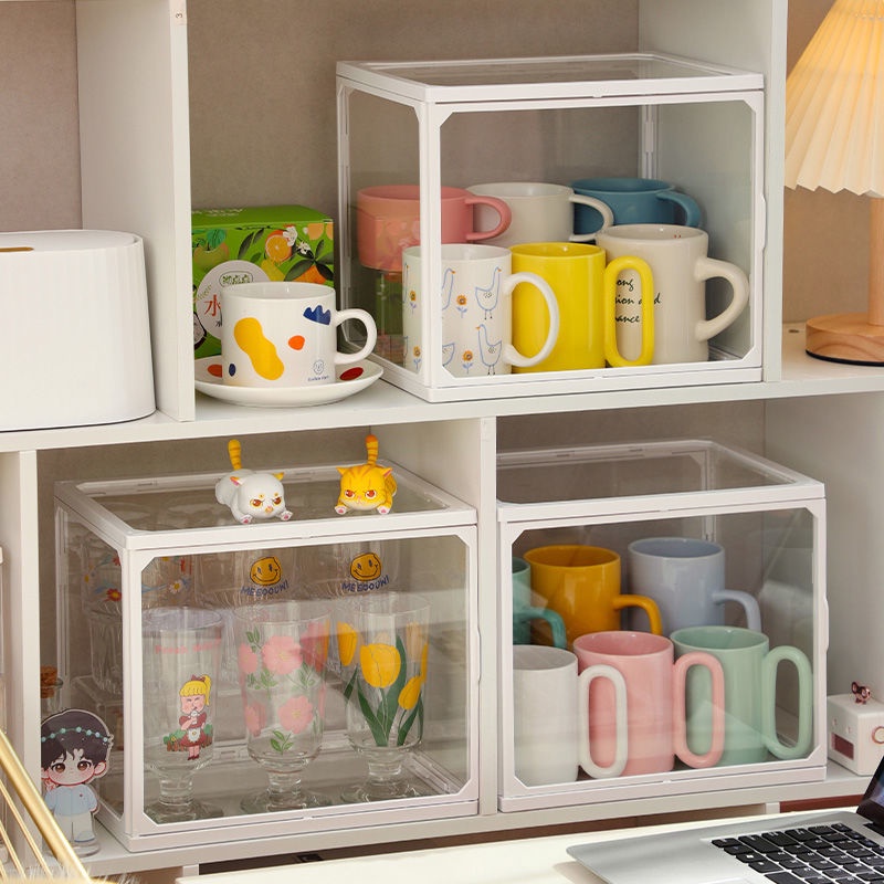 Glass acrylic cup holder Mug rack Coffee cup storage box Desktop cup ...