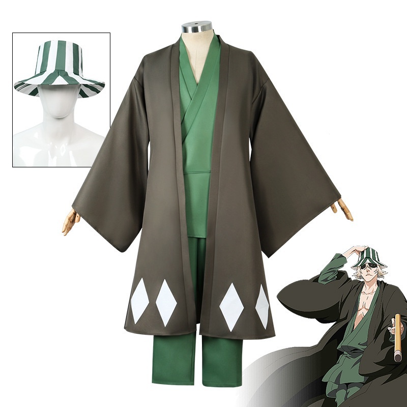 Anime Bleach Cosplay Urahara Kisuke Costume Men Women Green Kimono ...