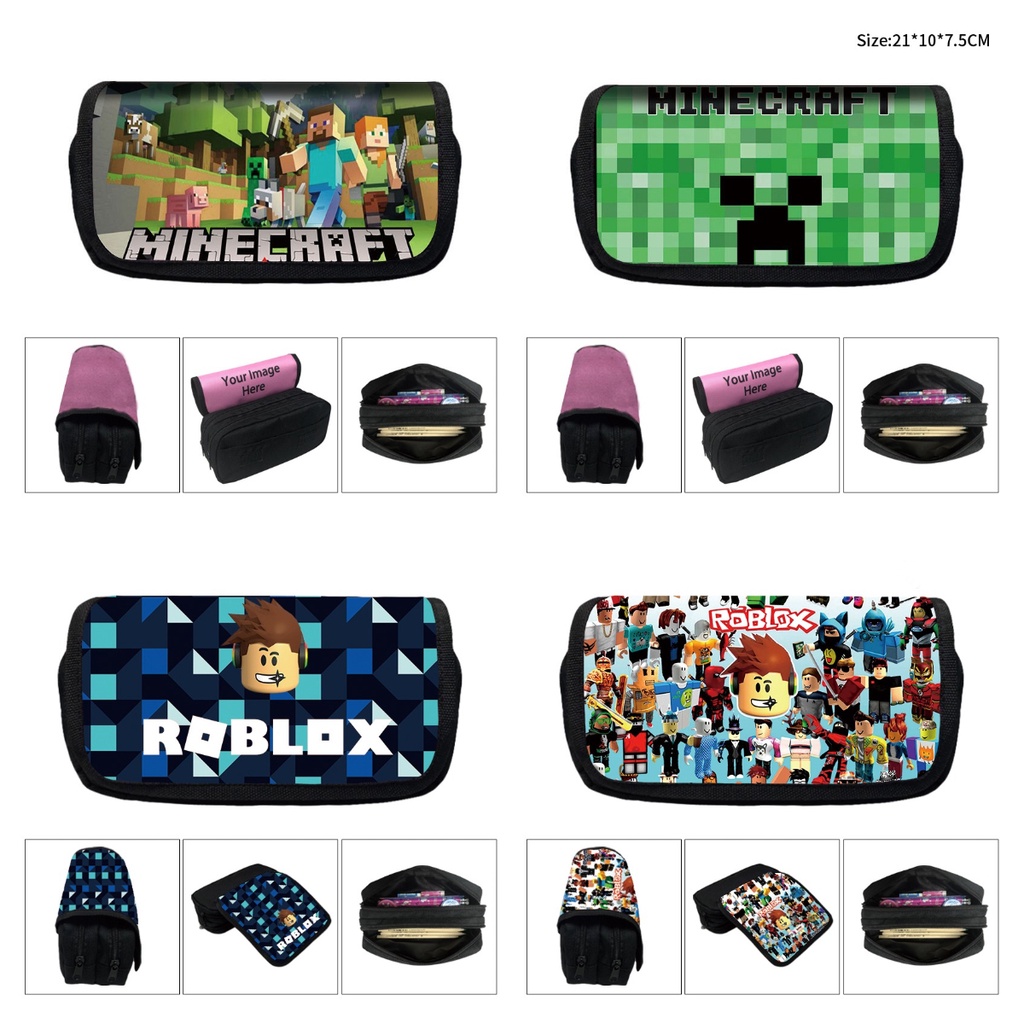 4 designs Roblox Minecraft Cartoon Pencil Case Boys Gilrs Large ...