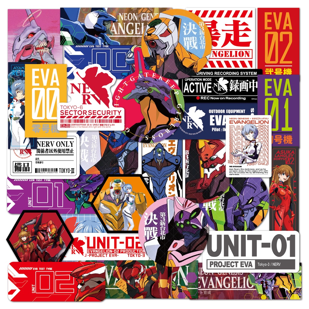 30 pcs EVA (NEON GENESIS EVANGELION) Anime Waterproof PVC Stickers (6 ...