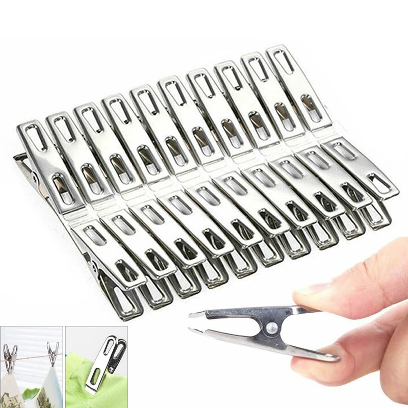10 Pcs Stainless Steel Clothes Clips Metal Laundry Pegs Towel Sock Pins ...
