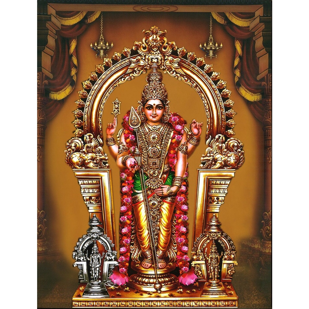 Tiruchendur Murugan with His Consorts Poster Wall Art Religious Altar ...