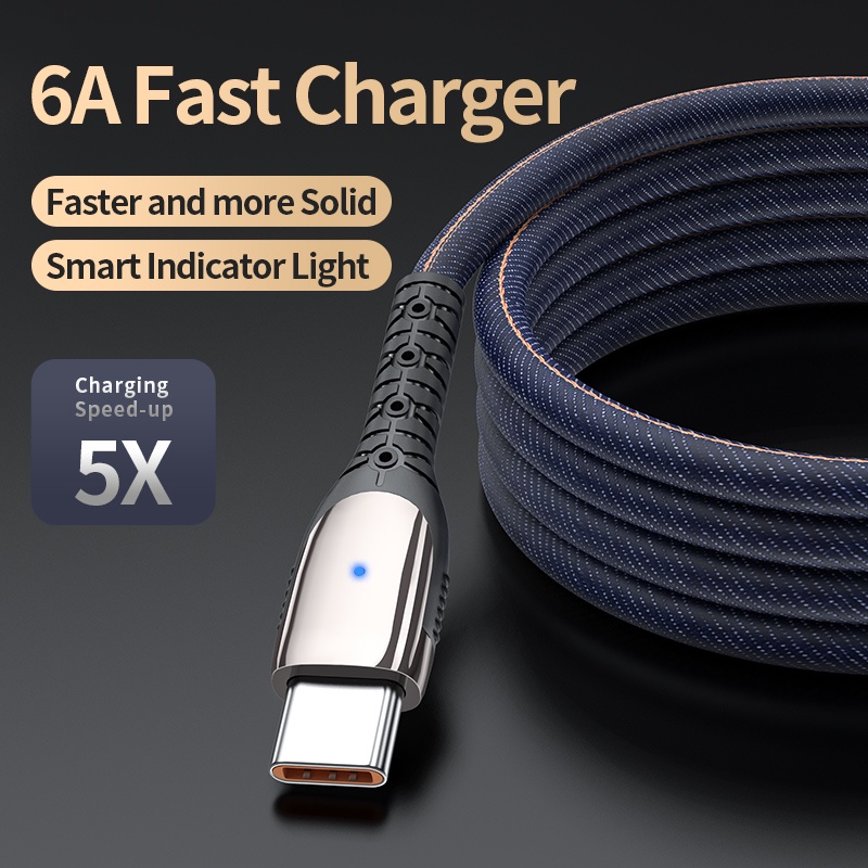 KAXOE 6A 100W Fast Charger Cable with LED Light Micro USB / Type-C ...