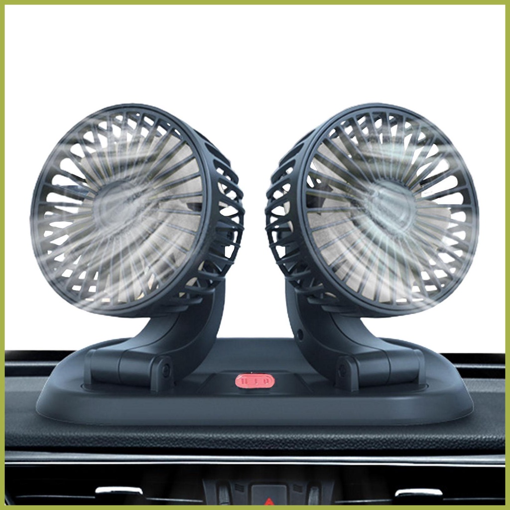 Car Dashboard Fan Dashboard Dual Head Car Fan Adjustable Battery ...
