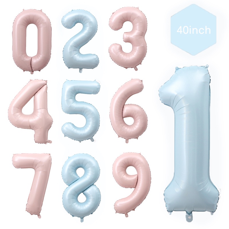 Number Foil Helium Balloons 40 Inch 0-9 Pink Blue Digital Globos ...