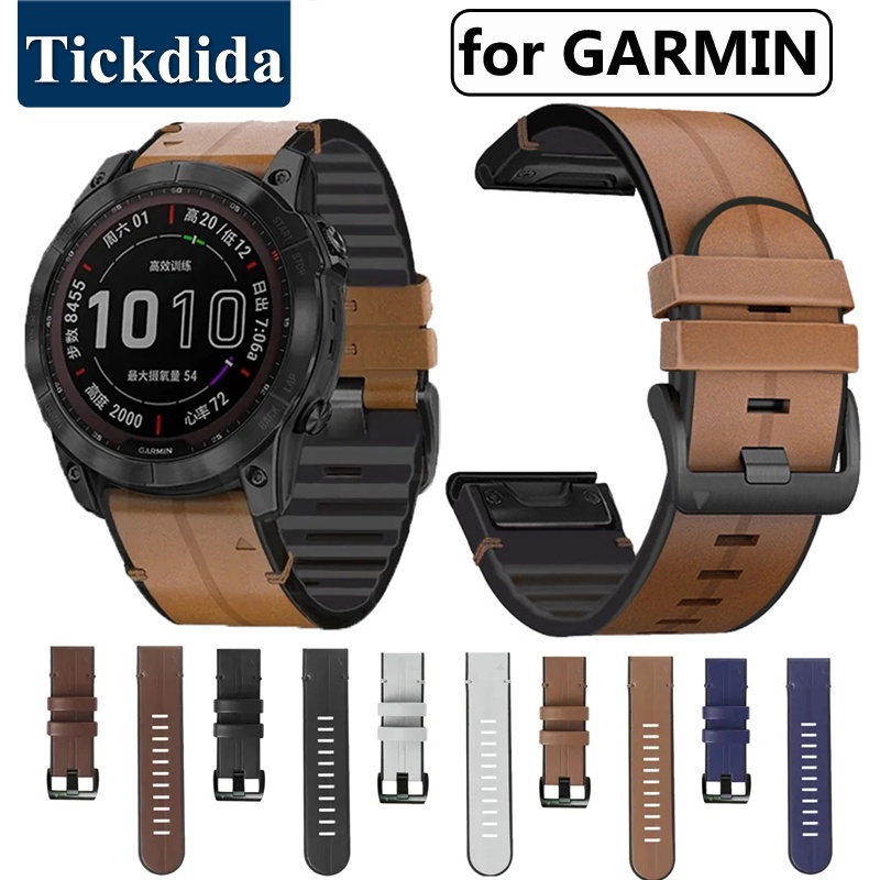 Silicone+Leather Strap for Garmin Epix Pro 51mm 47mm Tactix 7 Pro Fenix ...