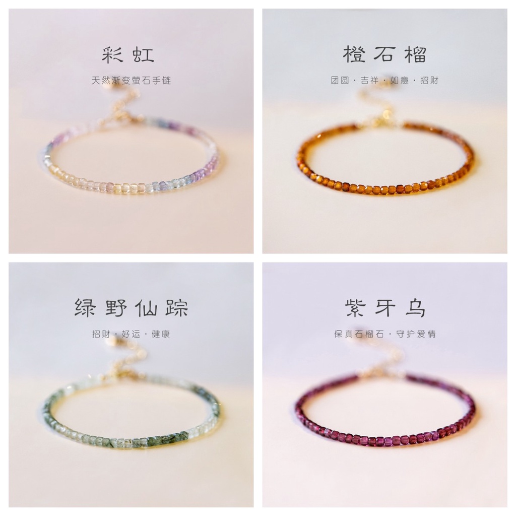 Fluorite Bracelet Moonstone Garnet Bracelet Female Lucky Fortune Love ...