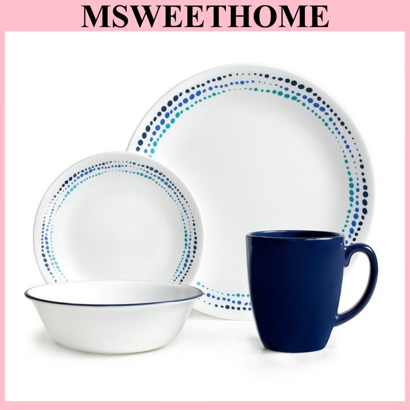 Corelle 16pc Ocean Blue Dinnerware Set Livingware Dinner Serve Set ...
