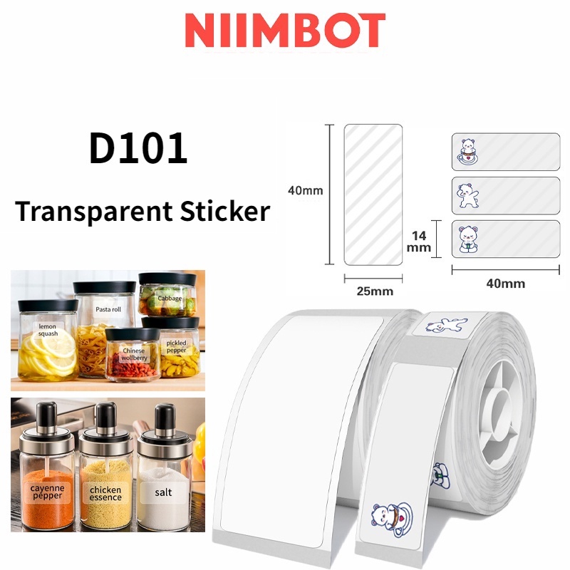 Niimbot D101 Label Paper Transparent Label Sticker for NIIMBOT D11 D110 ...