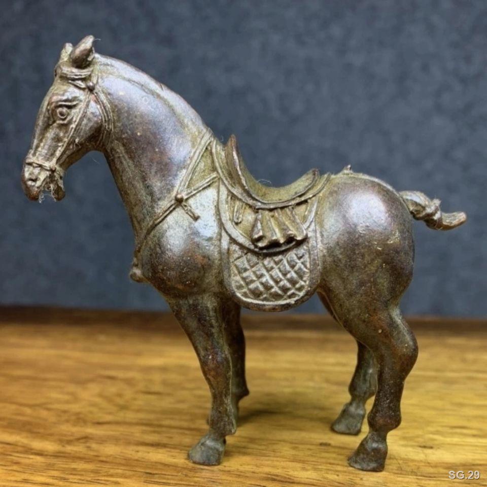 Solid copper small Tang horse decoration retro patina standing horse ...