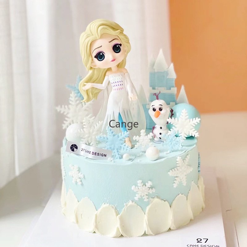 White Princess Elsa Cake Decoration Snowball Big Eye Princess Elsa Cake ...