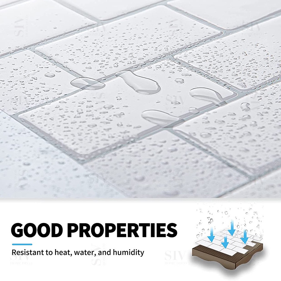 3D Waterproof wallpaper Tiles Sticker Kitchen Bathroom Wallpaper Self ...