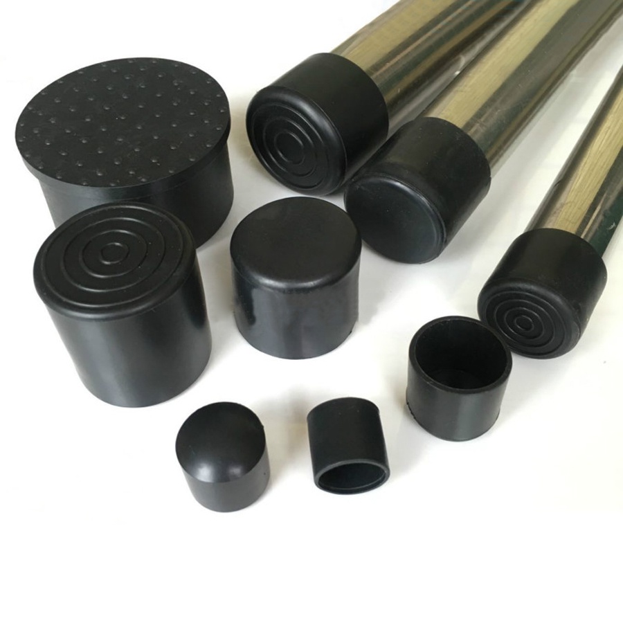 Round Black Chair Table Feet Tube Cover 6mm~63mm Pipe Tubing End Cover ...