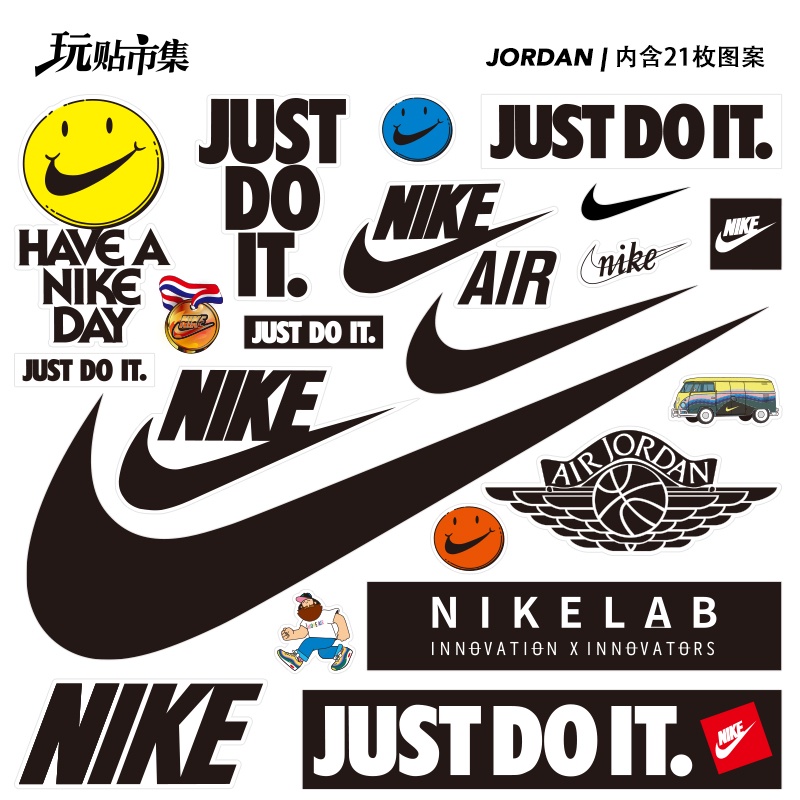 Ready stock 21 Pieces nike Large Piece nike Unique Street Wear Stickers ...