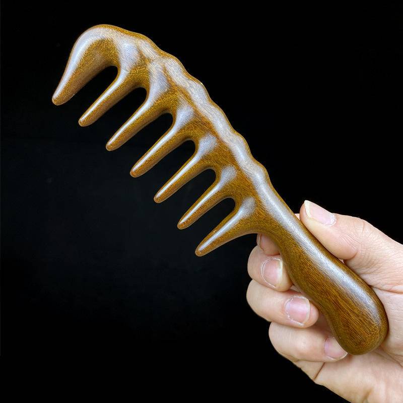 Thicken Wooden Wide Tooth Comb for Curly Hair No-static Detangling ...