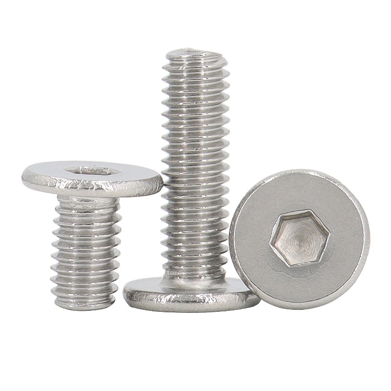 304 Stainless Steel Thin Flat Head Hex Socket Machine Screw Inner Hexagon Screw Machine Threaded ...