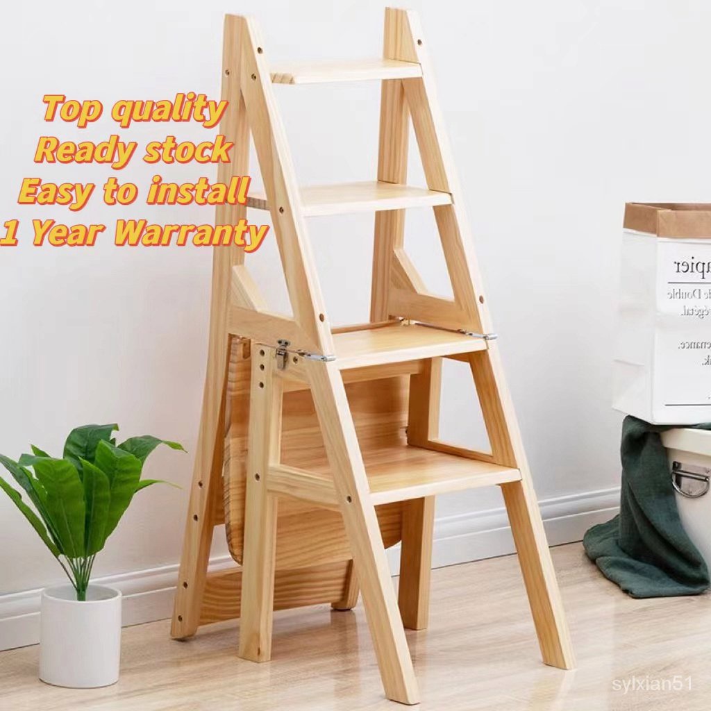 Household folding ladder chair stool dual-use indoor climbing ladder ...