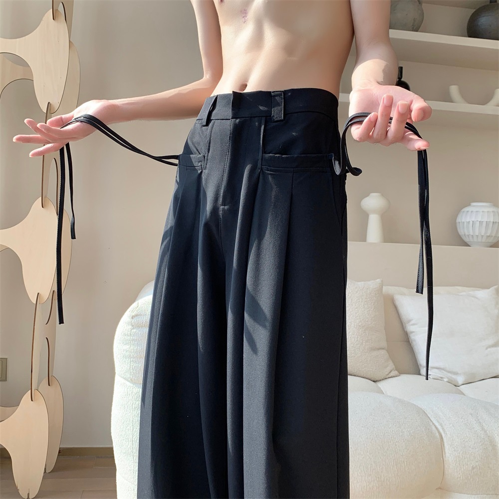 X-MEN 】string suit pants men's straight leg pants INS fashion drape ...