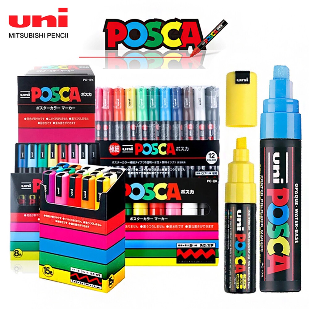 1 Set of UNI POSCA Marker Pen Set PC-1M PC-3M PC-5M PC-8k PC-17k POP ...