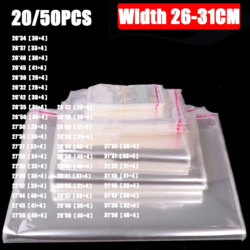 20/50pcs Large Size Transparent Self-adhesive Sealed Plastic Packaging ...