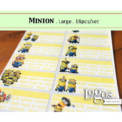 Minion LARGE name sticker label name waterproof Character Children name ...