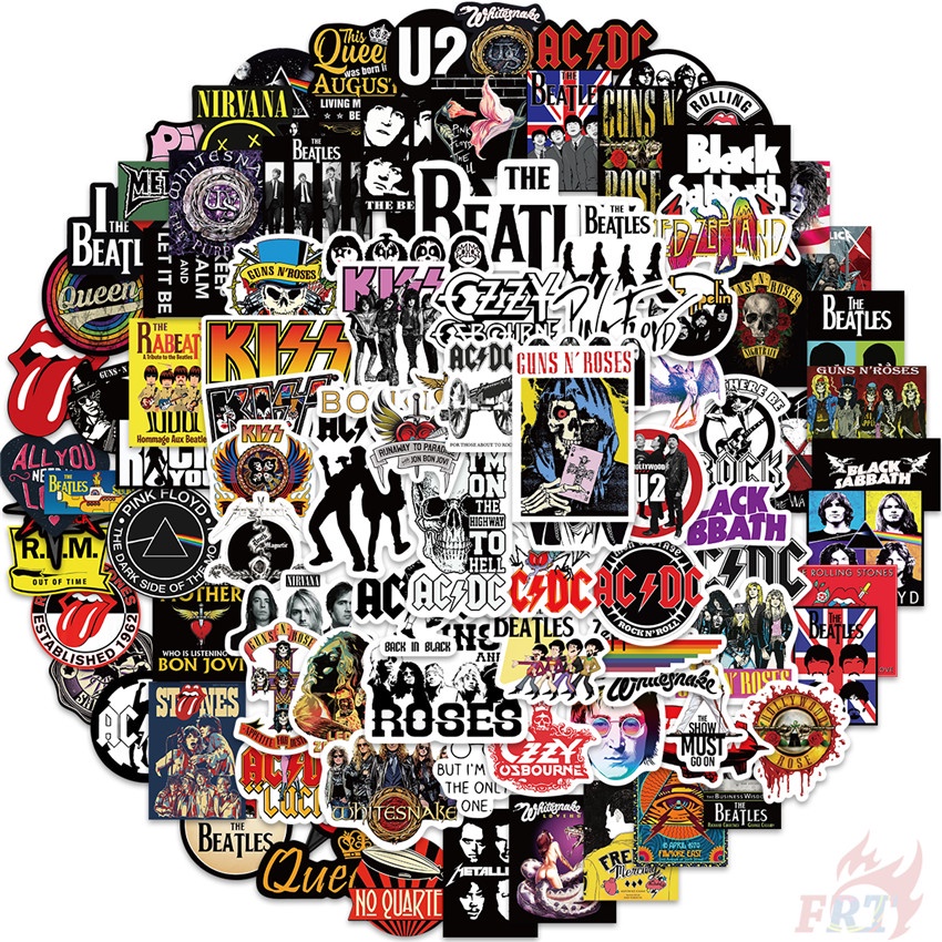 100Pcs/Set Mixed Rock Band . Rock'n'Roll Art Series 01 Stickers ...
