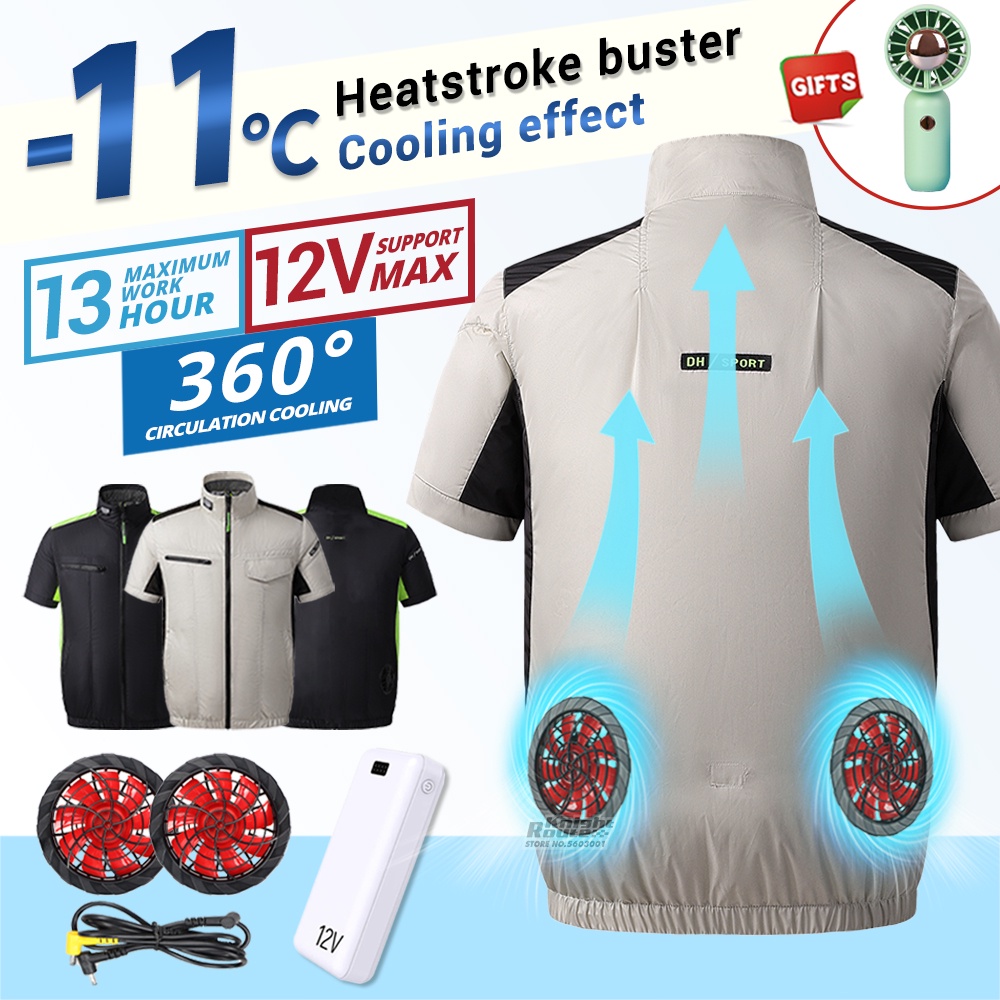 12V Summer Fan Vest Women Men's Ice Vest Camping Charging Air ...