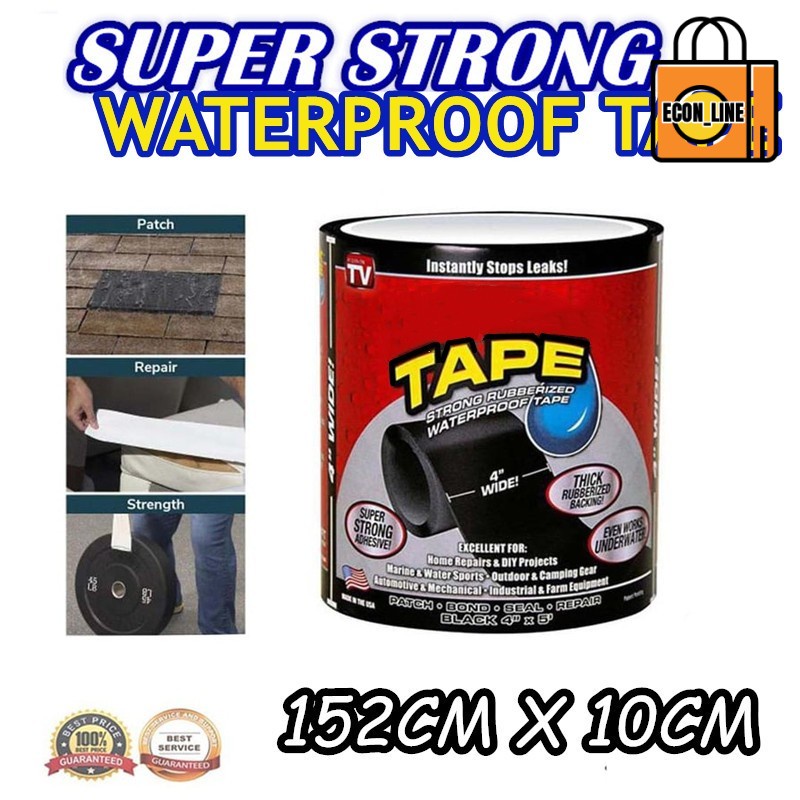 Super Fix Tape 4" x 5' Waterproof Strong Black Repair Tape Adhesive ...