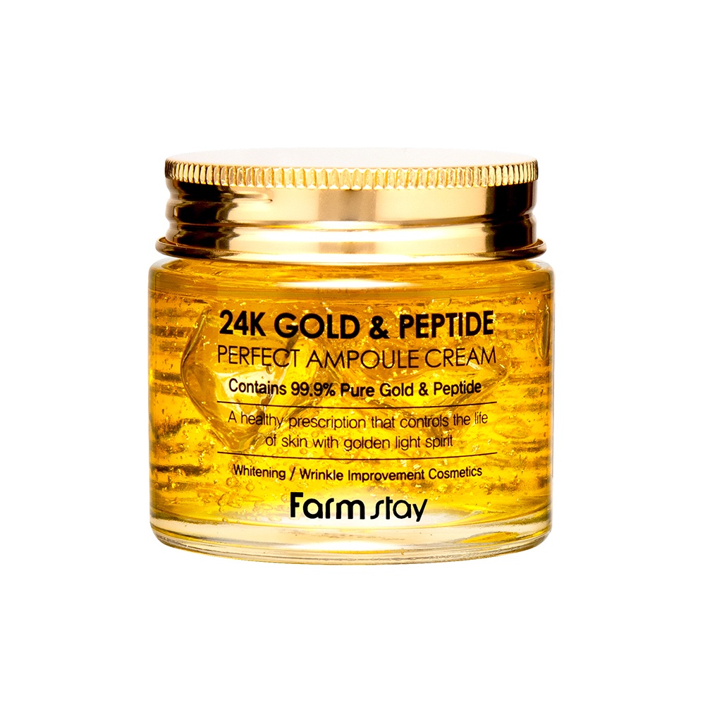 FARMSTAY 24K GOLD & PEPTIDE PERFECT AMPOULE CREAM 80ml ★Korea cosmetics ...