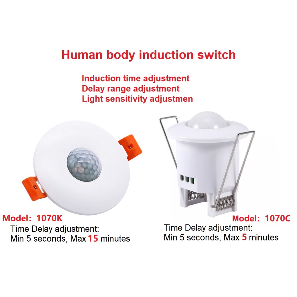 Mini Infrared Motion Sensor Switch 360 Degree PIR Detection Recessed ...