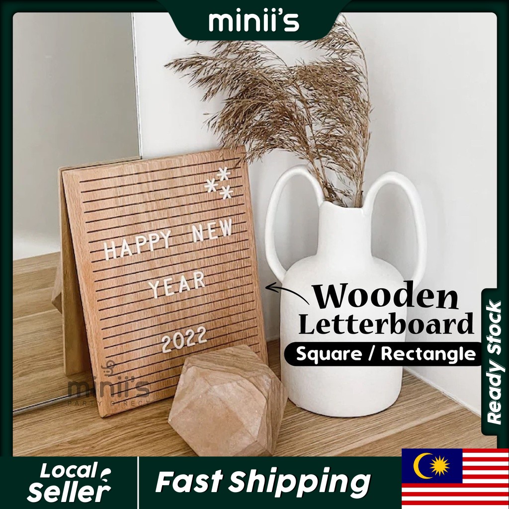 Miniis INS Wooden Letter Board Message Sign 25x25 25x30 Oak Wood ...