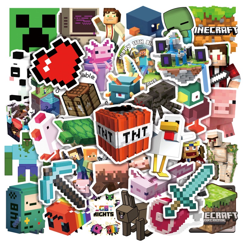 Minecraft Stickers for Aquaflask 50 Pack Waterproof Video Game Theme ...