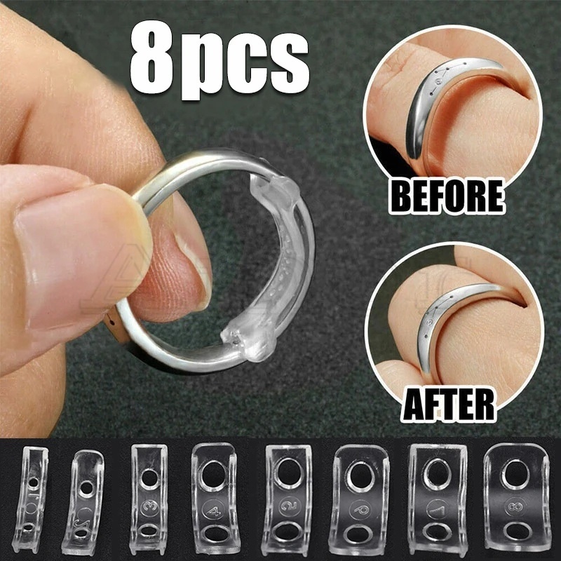 8 Sizes Invisible Clear Reducer Ring Sizer Ring Size Adjuster Resizer ...