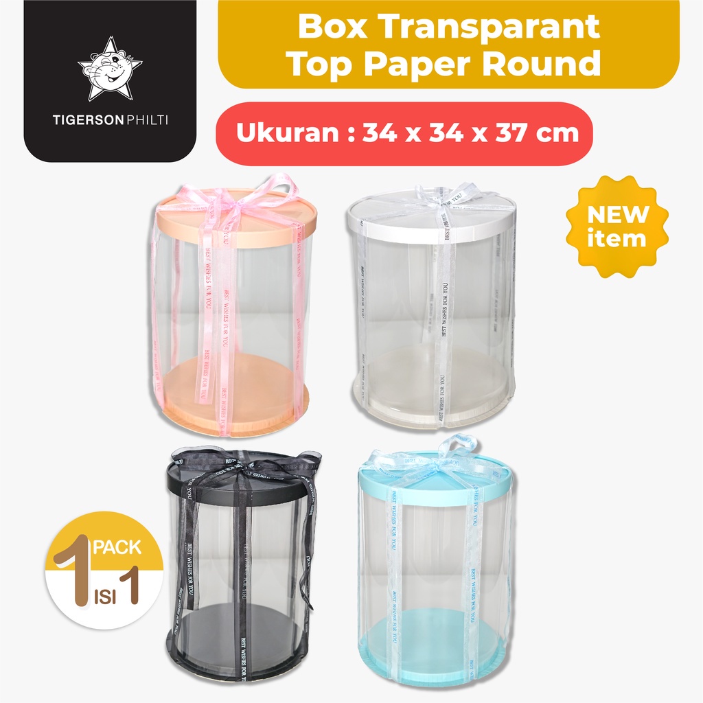 Cake Box Top Paper Round Transparent Mica/ Cake Packaging 34x34x37 cm ...