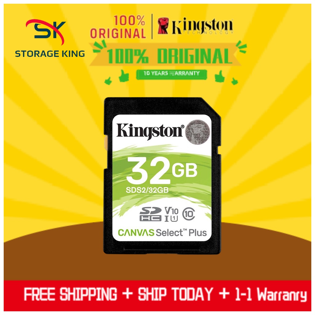 Kingston Canvas Select Plus SD 100MB/s Class 10 UHS-I Card SDS2 Memory Card (32GB/ 64GB/ 128GB ...