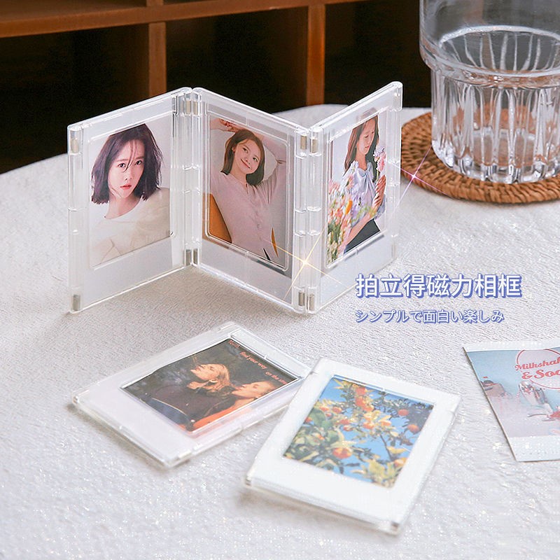 Creative Magnetic Polaroid Photo Card Frame Transparent Acrylic Storage ...