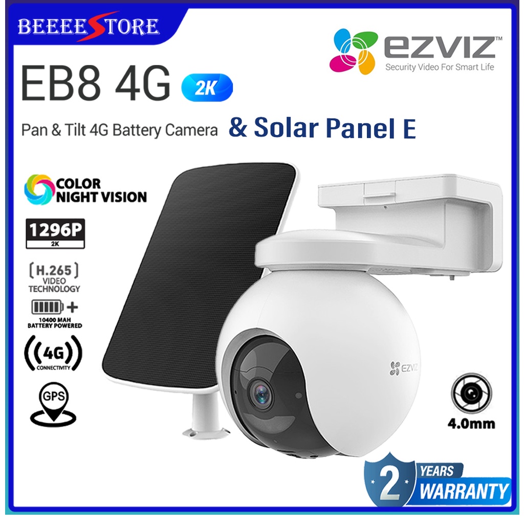 Ezviz EB8 4G 3MP 2K Pan & Tilt GPS Battery Powered Two Way Talk Color ...