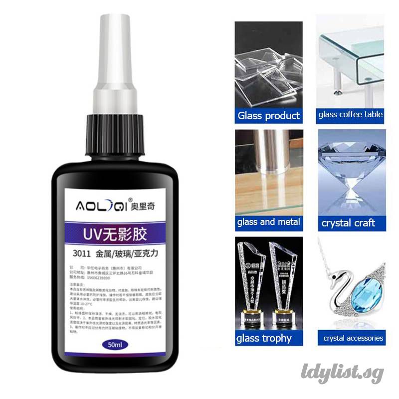 ღ 50ml Uv Shadowless Glue Transparent Adhesive For Glass Crystal Acrylic Stickup Gluing Uv ...