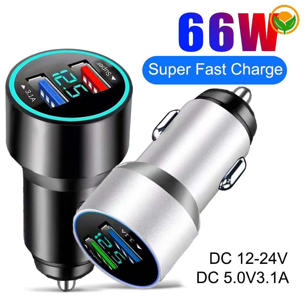 High Quality USB Dual Ports Car Mounted Charger / Auto 66W Mobile Phone ...