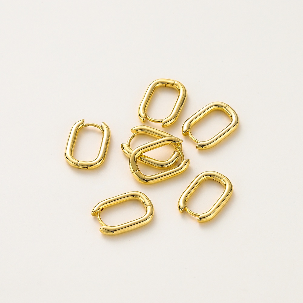 St. Kunkka 4pcs 18K Color-Preserving Plated Real Gold Square Earrings ...