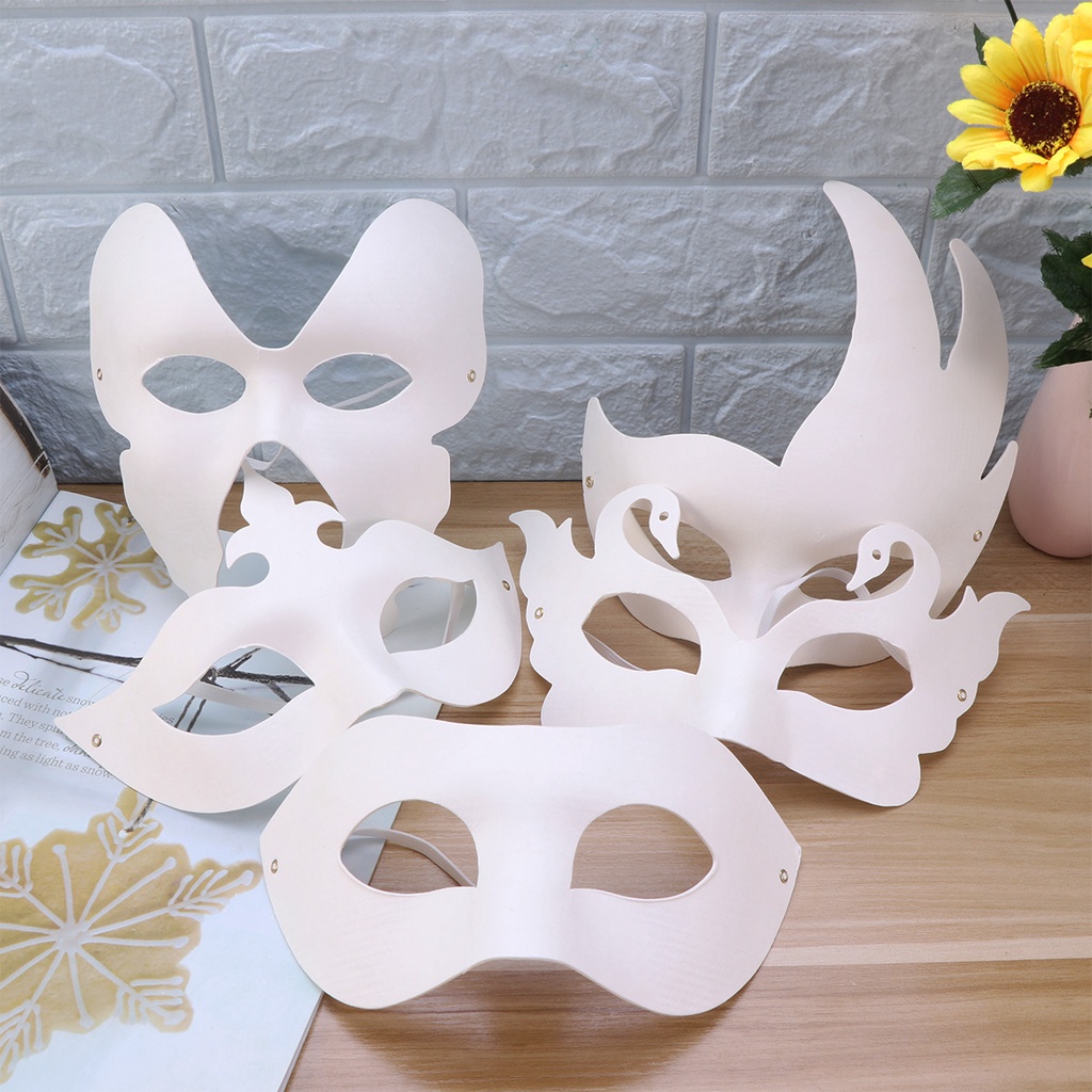 Mask Diy White Masks Plain Party Maskera Halloween Half Blank Face ...