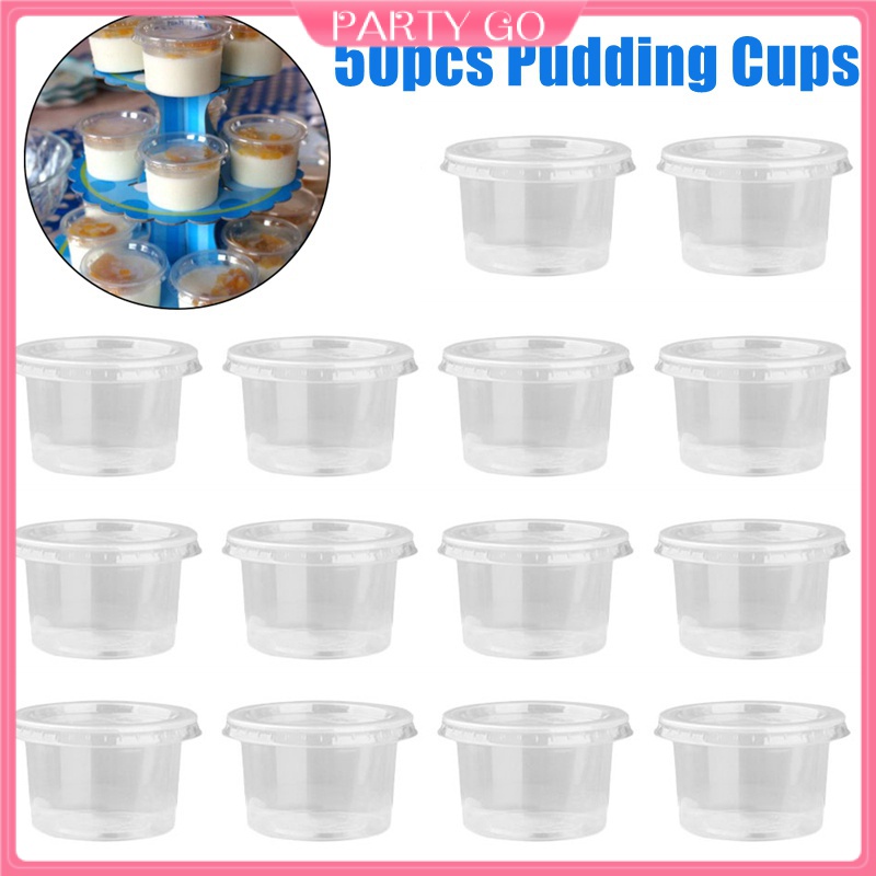 [READY STOCK] 50 Pcs Clear Disposable Cups Condiment with Lids Plastic ...