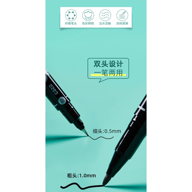 Waterproof Permanent Dual Tip 0.5/1.0 Mm Nib Black Blue Red Art Marker ...