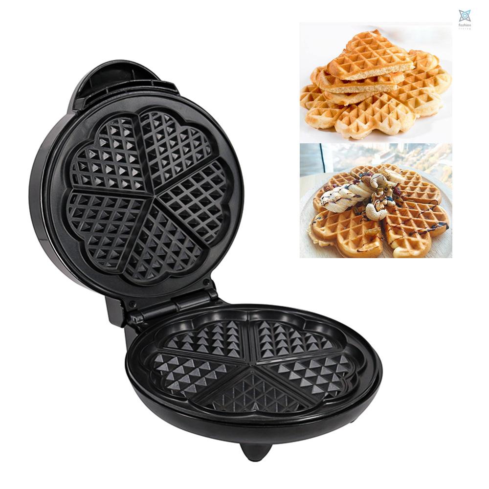 FLS 1000W Waffle Maker 5 Heart-Shaped Waffles Electric Waffler Griddle ...