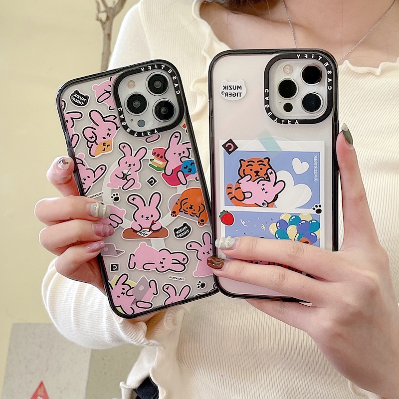 MUZIK Tiger Rabbit Clear Hard Impact Magnetic Casetify Phone Case for ...