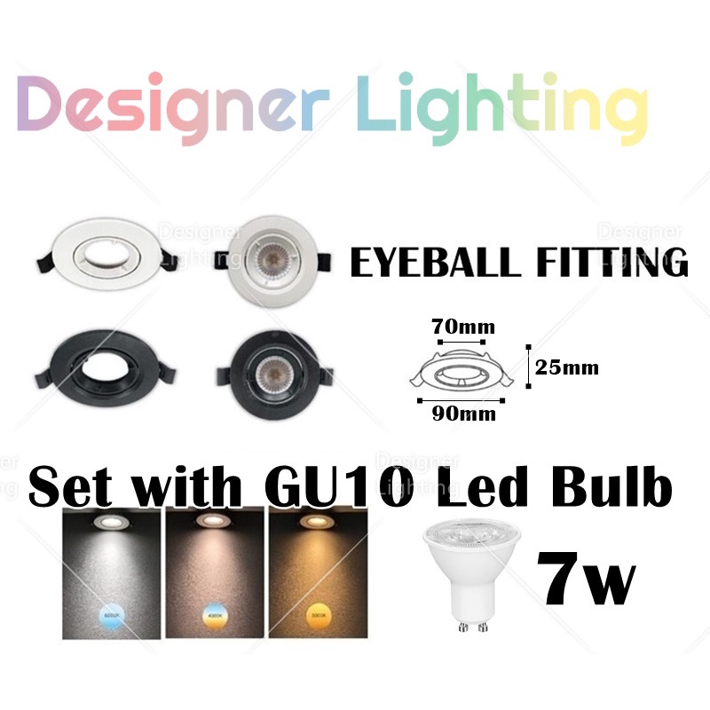 Designer [Eyeball Fitting] with GU10 Holder Eyeball Casing Black White ...