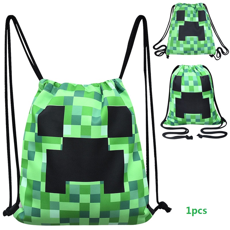 35*31cm Minecraft Drawstring Bag Pocket Drawstring Shoulder Backpack ...